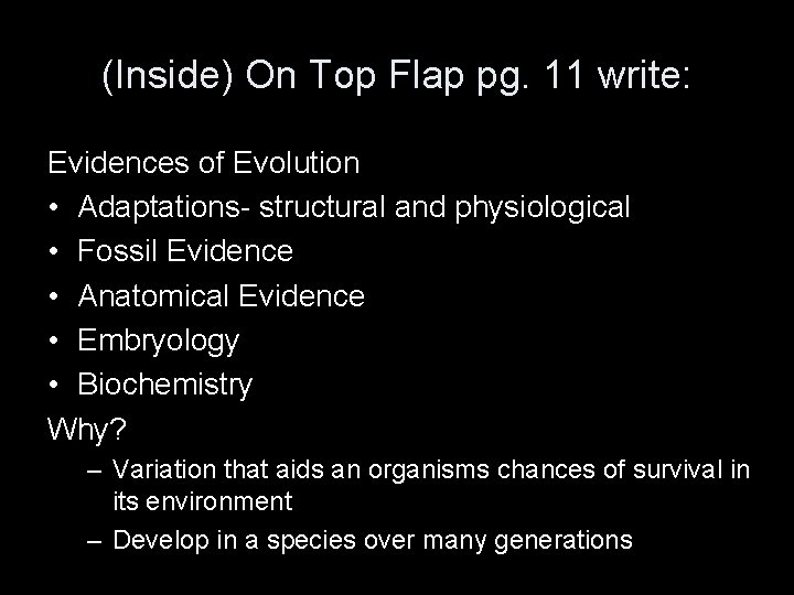 Natural Selection and the Evidence of Evolution Foldable