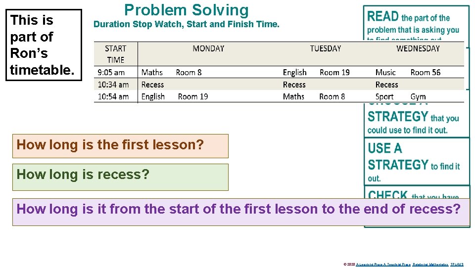 Problem Solving INST RUC Duration Stop Watch Start