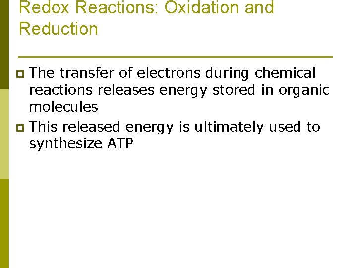ATP Production AP Biology Overview Life Is Work