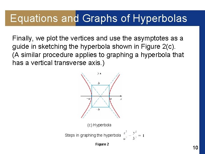 Geometric Definition of a Hyperbola Although ellipses and