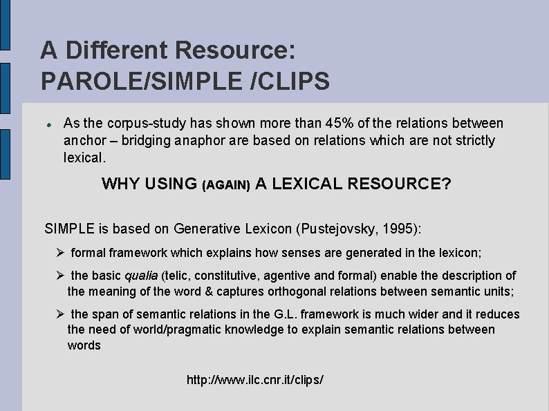 Using a Generative Lexicon Resource to Compute Bridging