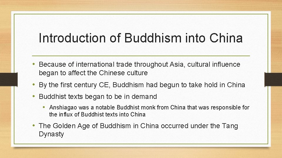 Buddhism in China Dylan M Guthrie A Timeline