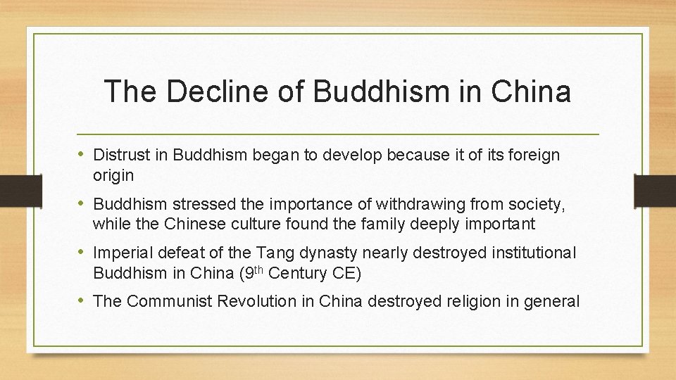 Buddhism in China Dylan M Guthrie A Timeline