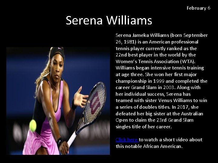 Black History Month Person of the Day Black