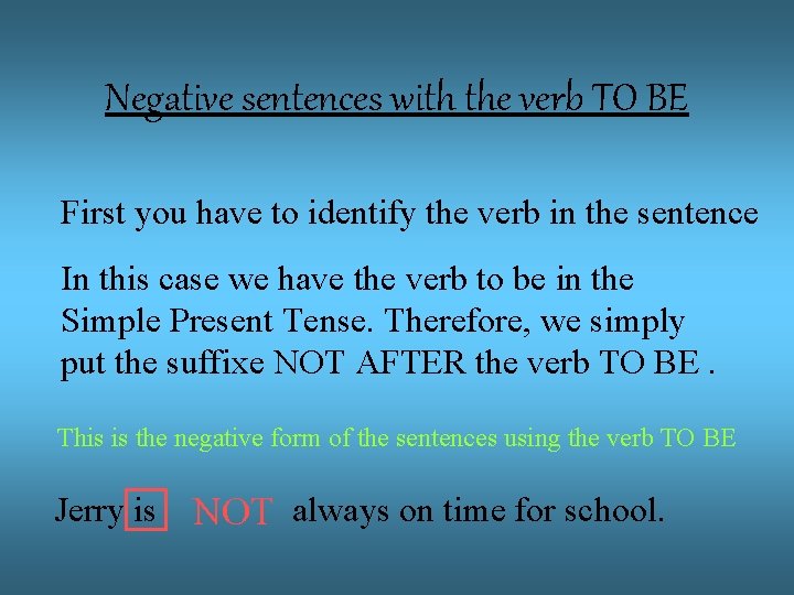 Used with the verb TO BE the Simple