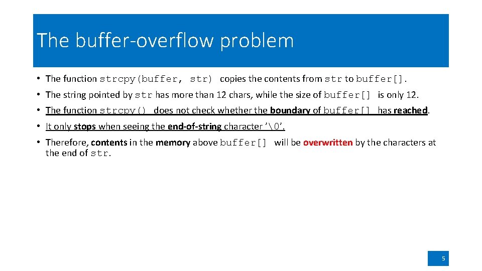 Buffer Overflow Memory Four Basic Readwrite Memory Regions