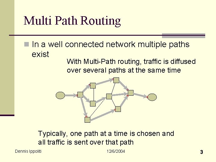 MULTIPATH ROUTING A packet by packet multipath routing