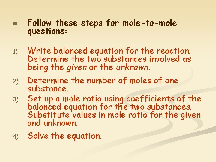 Quantitative Relationships Stoichiometry Review of Classifying and ...