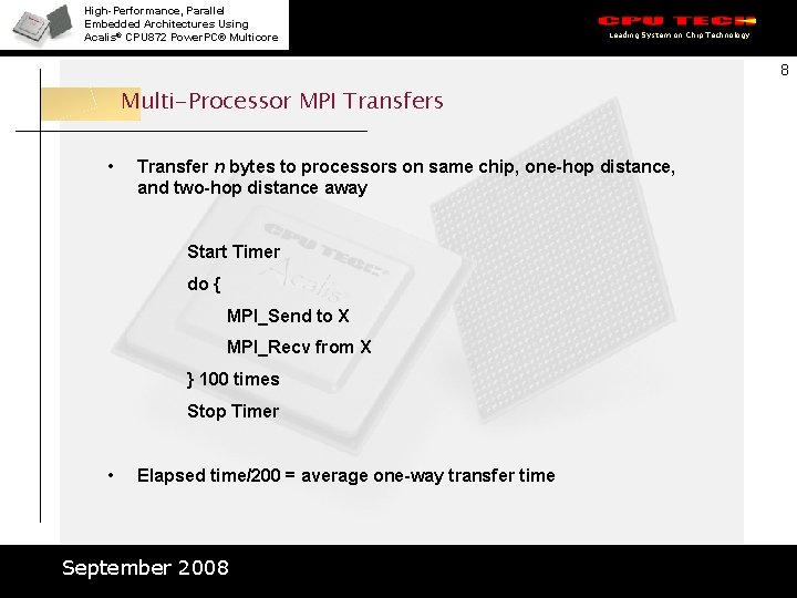 HighPerformance Parallel Embedded Architectures Using CPU 872 Acalis