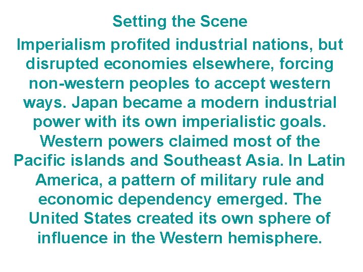 Chapter 13 New Global Patterns French political cartoon