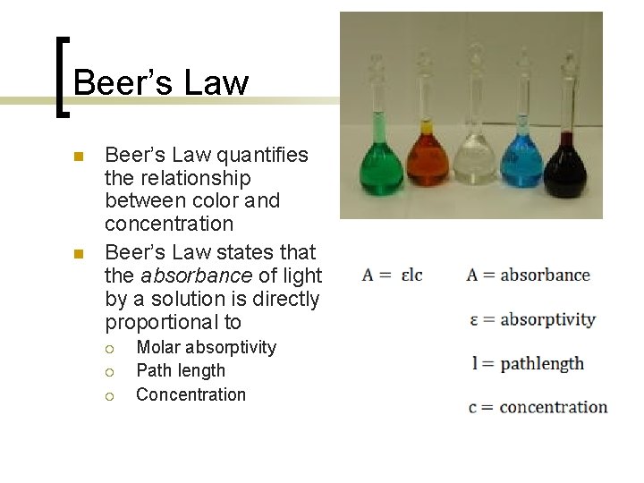 Lets Talk About Beers Law and Concentrations Solution