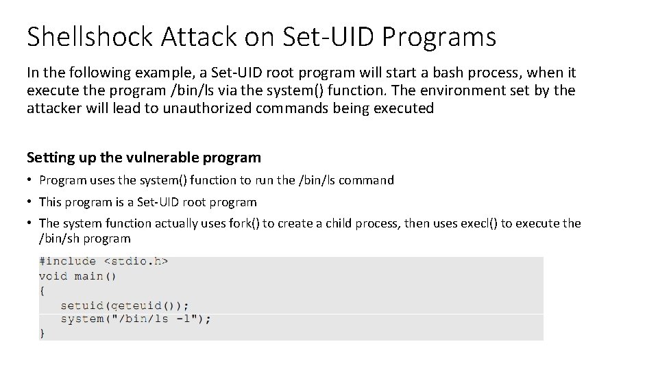 SHELLSHOCK ATTACK Background Shell Functions Shell program is