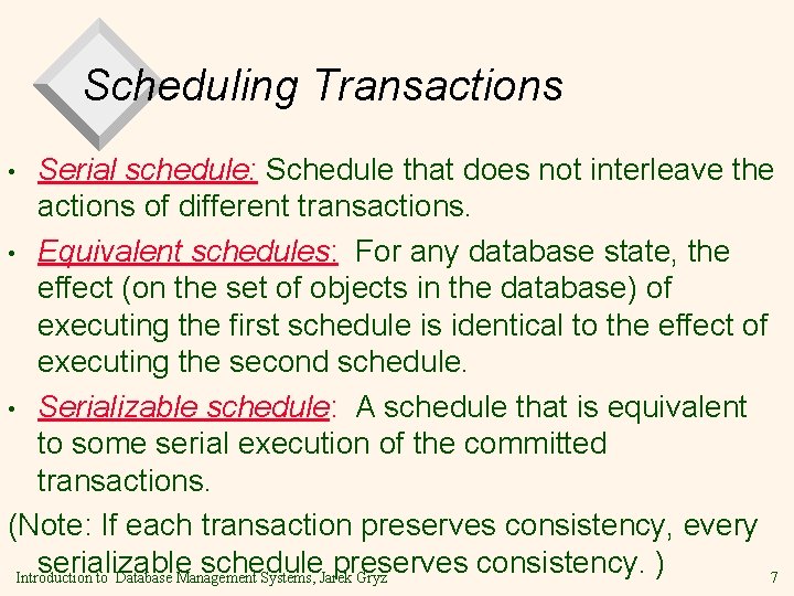 Transaction Management Overview Chapter 16 Introduction to Database