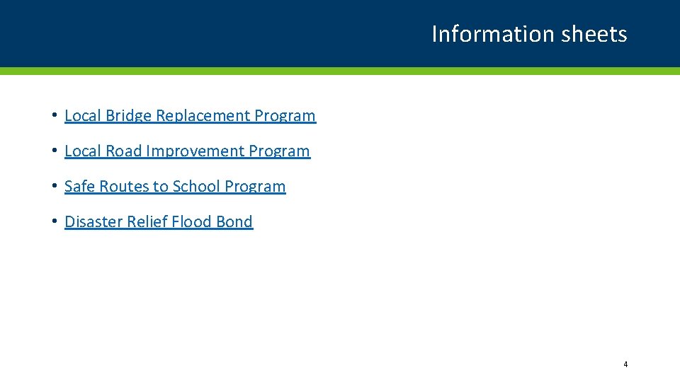 State Transportation Bond Funds Local Bridge Replacement Program