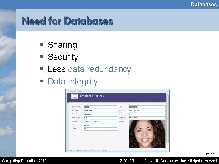 Databases Chapter 11 Computing Essentials 2013 2013 The