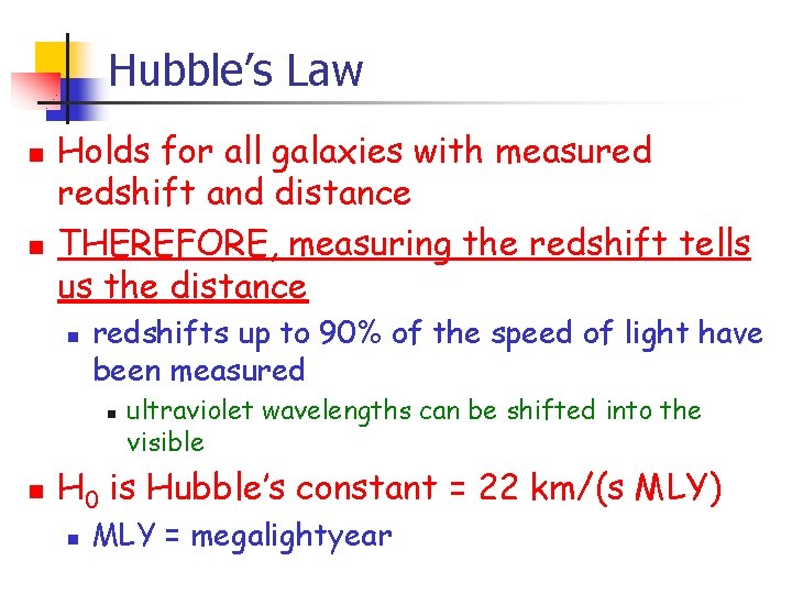 Expanding Universe November 20 2002 1 Hubbles Law