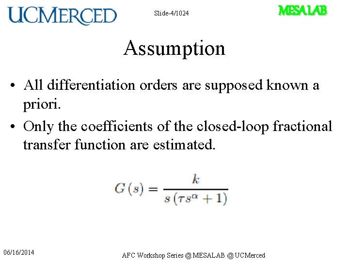 MESA LAB Indirect Approach for Closedloop System Identification