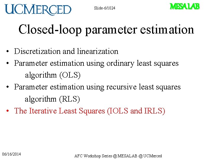 MESA LAB Indirect Approach for Closedloop System Identification