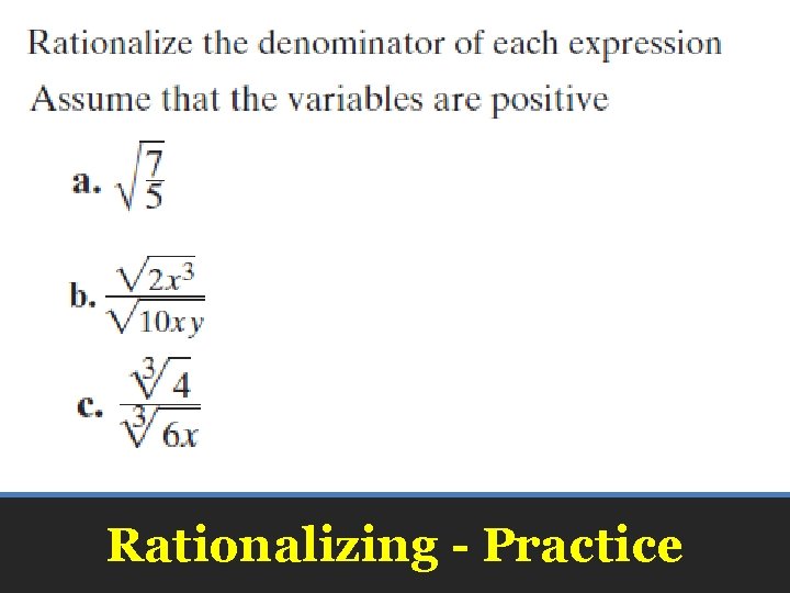 Radical Expressions and Rational Exponents Algebra 2 8