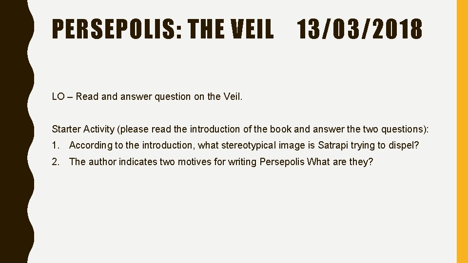PERSEPOLIS BY MARJANE SATRAPI PERSEPOLIS THE VEIL 13032018