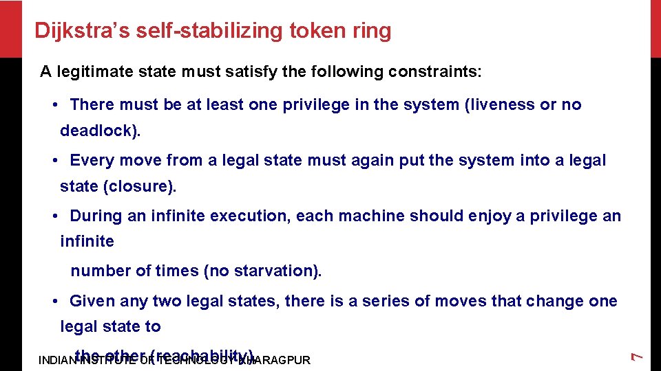 SelfStabilization CS 60002 Distributed Systems INDIAN INSTITUTE OF