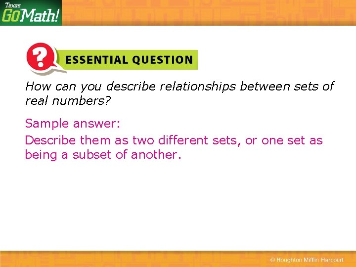 LESSON 1 2 Sets of Real Numbers How
