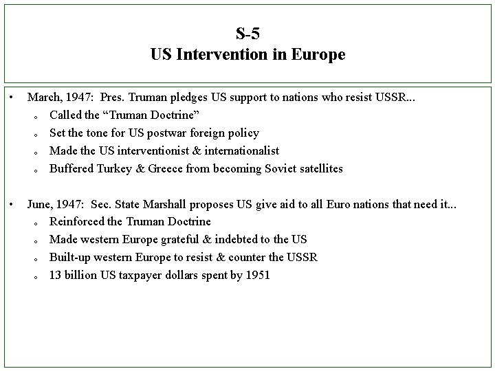Unit Cornell Notes THE COLD WAR Table of