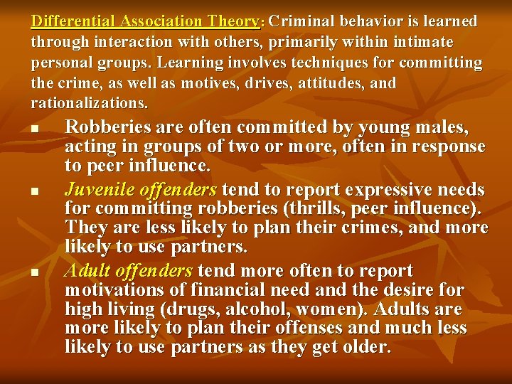 Criminal Violence Riedel and Welsh Ch 5 Robbery