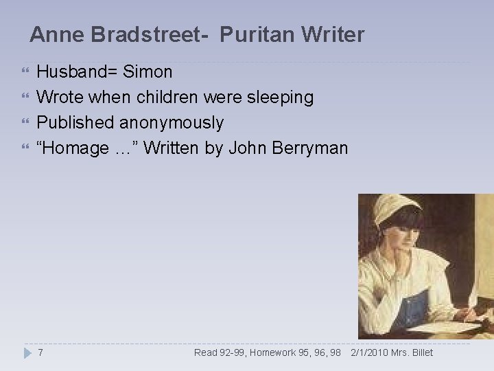 Edward Taylor Anne Bradstreet The Puritan Influence 1