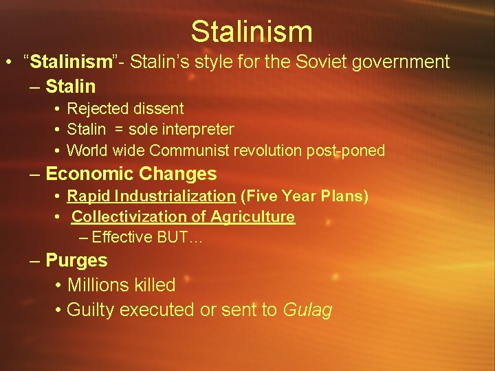 The Rise of Totalitarianism Joseph Stalin Benito Mussolini