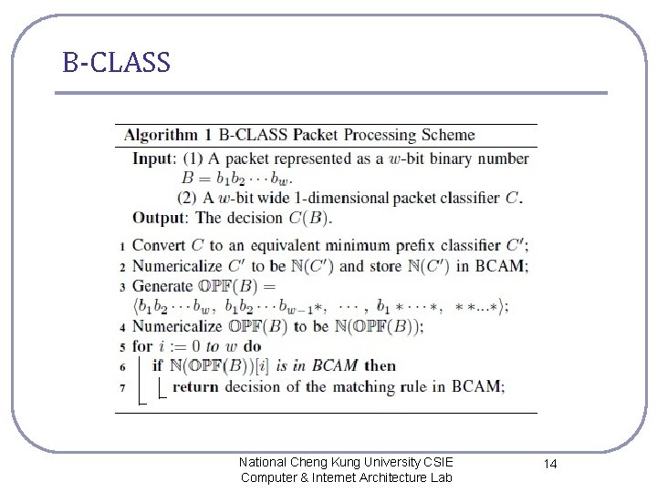 Packet Classification Using Binary Content Addressable Memory Presenter 8719