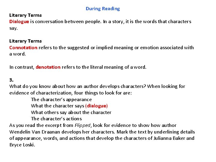 Learning Targets 1 Make inferences about a character