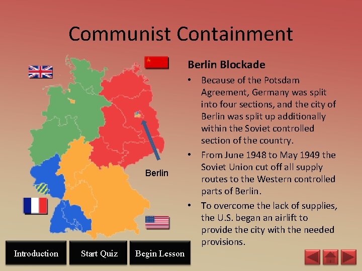 The Cold War Introduction Start Quiz Begin Lesson