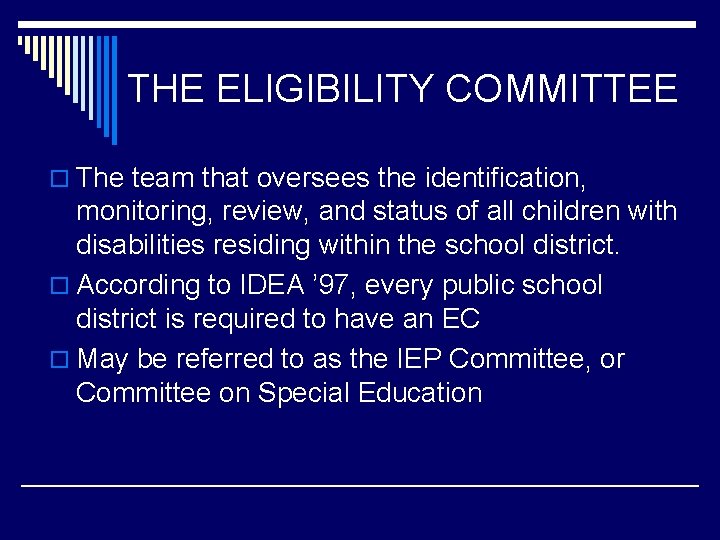 ELIGIBILITY PROCEDURES FOR SPECIAL EDUCATION SERVICES Chapter Seventeen