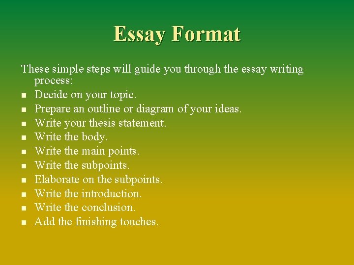 Basic Guide to Writing an Essay Free powerpoints