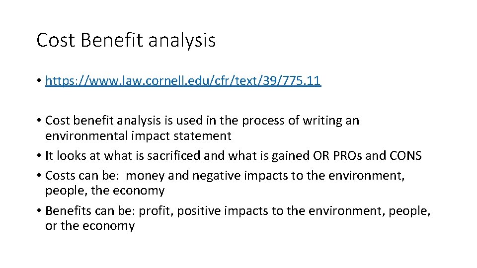 Cost Benefit Analysis Lesson 2 2 United States