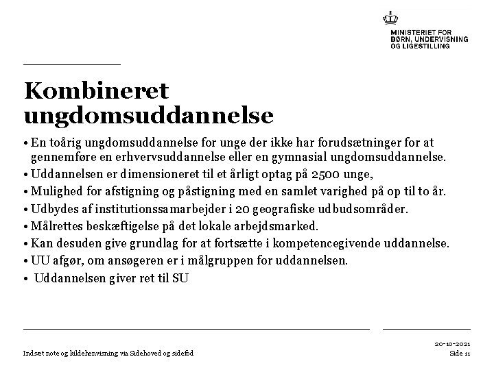 Nyt fra Ministeriet for Brn Undervisning og Ligestilling