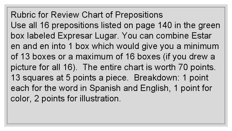 Spanish 1 Week 19 Student Objectives Students will