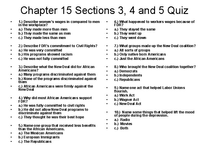Chapter 15 Section 3 New Deal brings new