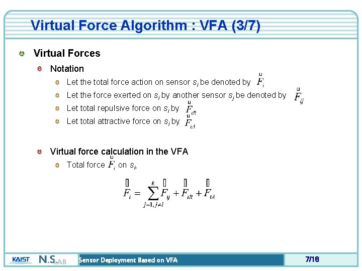 Sensor Deployment Based on Virtual Forces Reference Yi