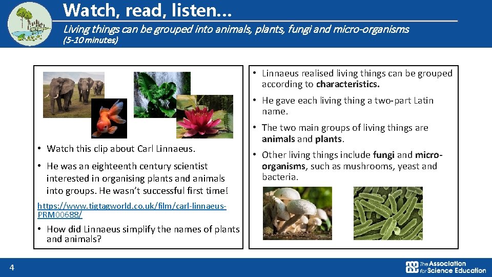 Living things and their habitats Classification of living