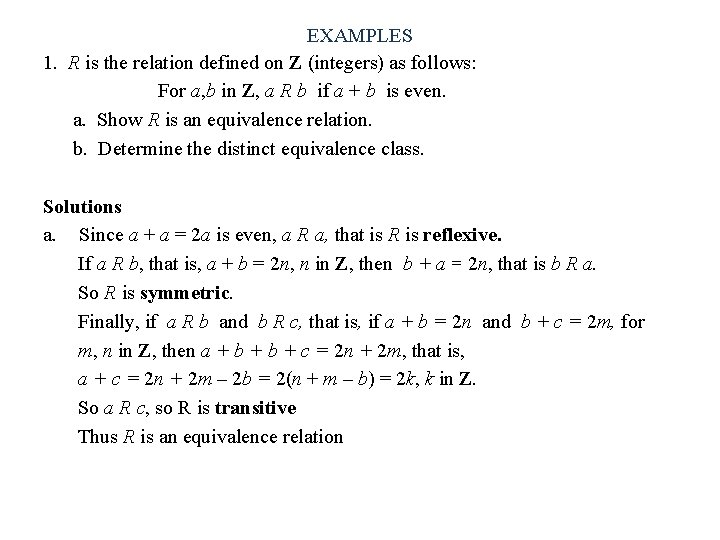 Equivalence Relations Let A and B be two