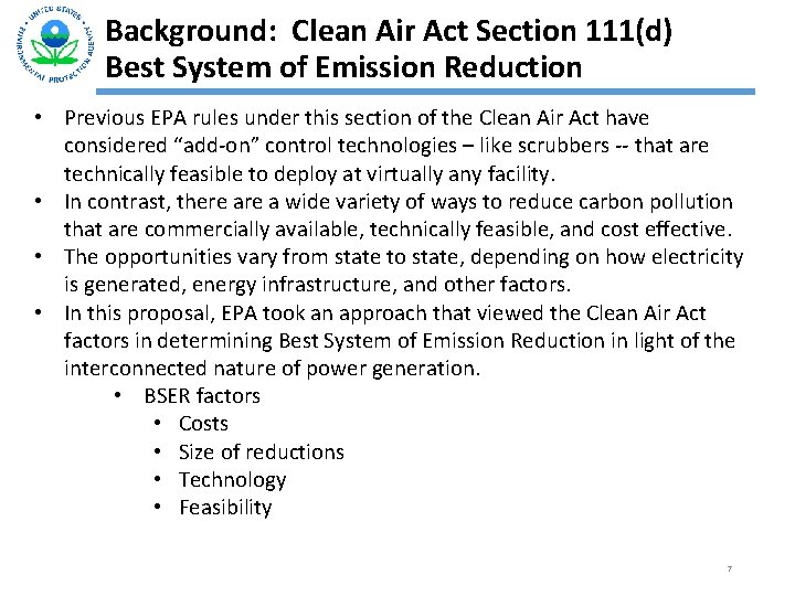 CLEAN POWER PLAN Reducing Carbon Pollution From Existing