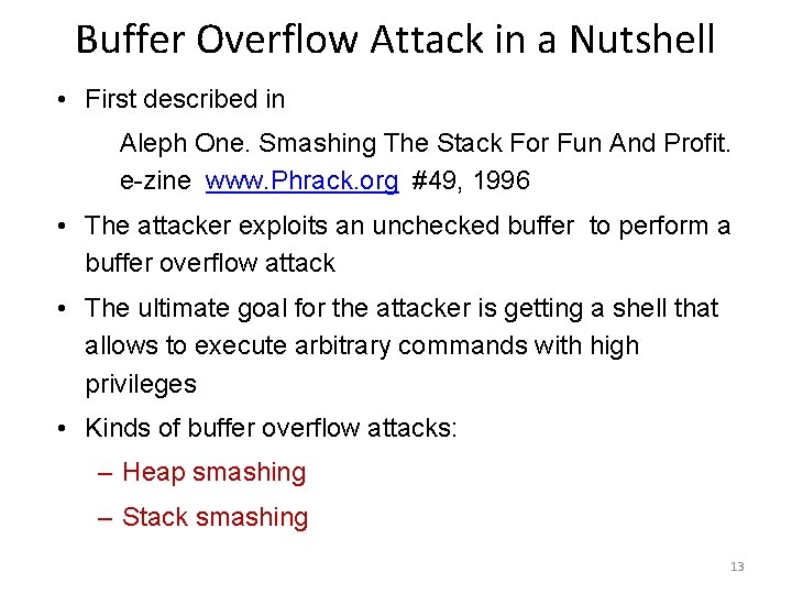 Chapter 3 4 Buffer Overflow Attacks What is