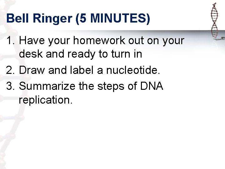 TRANSCRIPTION AND TRANSLATION Bell Ringer 5 MINUTES 1