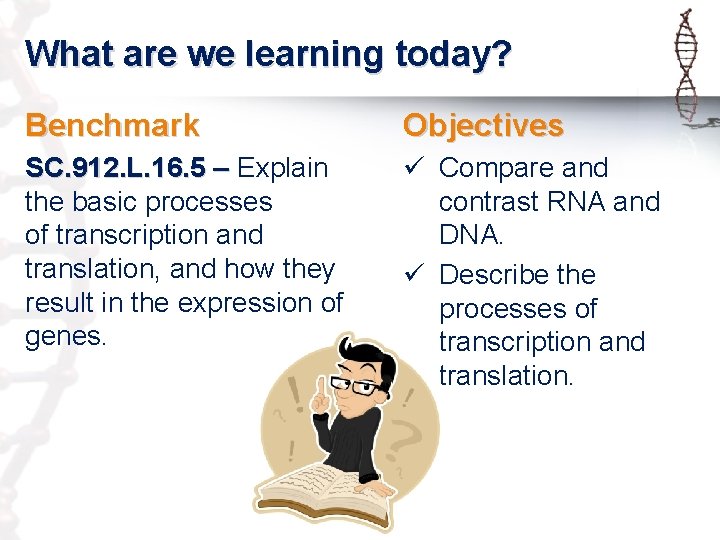 TRANSCRIPTION AND TRANSLATION Bell Ringer 5 MINUTES 1