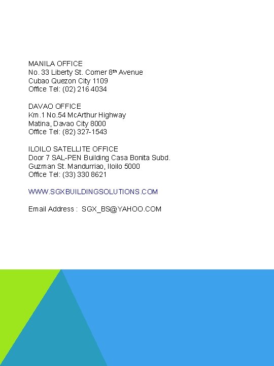 SGX BUILDING SOLUTIONS COMPANY PROFILE SGX BUILDING SOLUTIONS