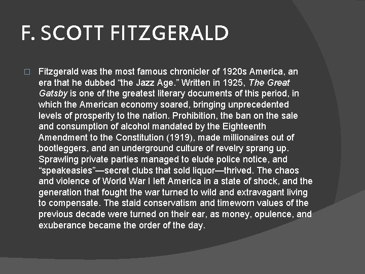 THE GREAT GATSBY by F Scott Fitzgerald F