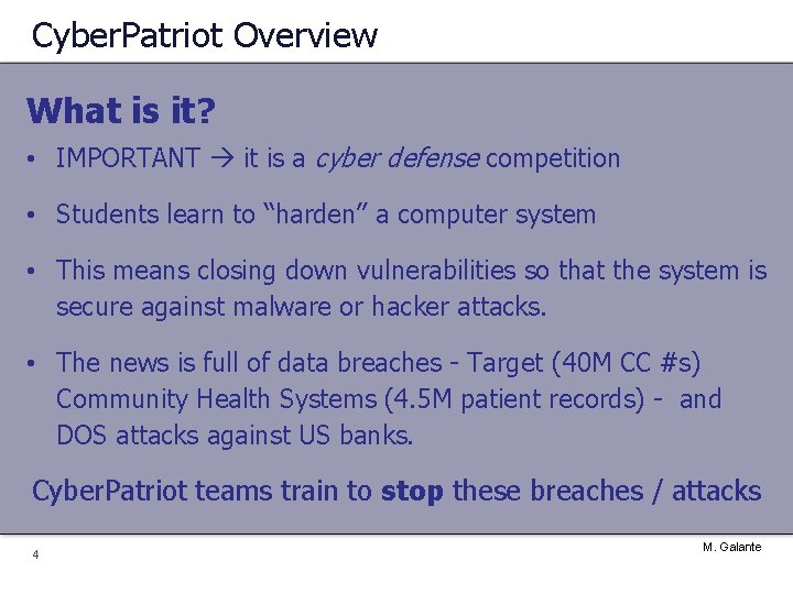 Cyber Patriot Workshop New Coach Training AGENDA Intros