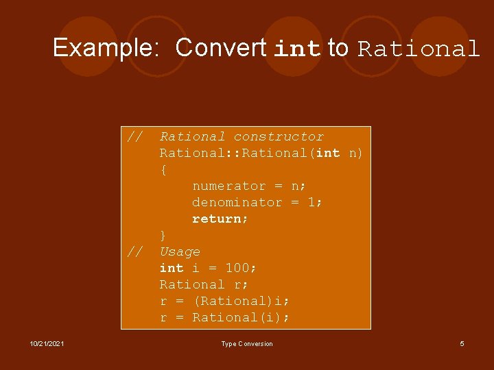 Type Conversions Lecture 14 Wed Feb 18 2004